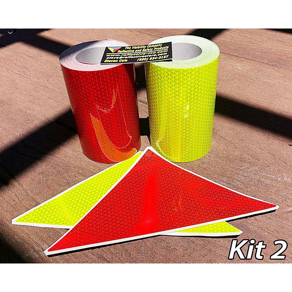 Lime / Red Chevron Striping Kits - 6 x 30 - V98 Conformable Prismatic ...